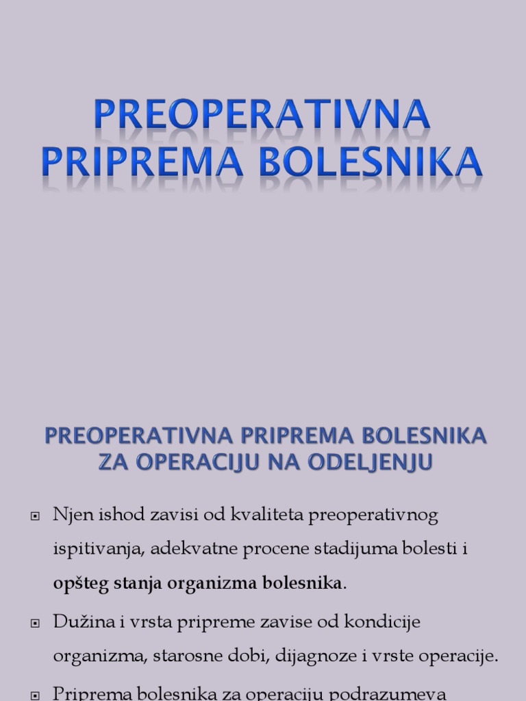 Preoperativna Priprema Bolesnika | PDF