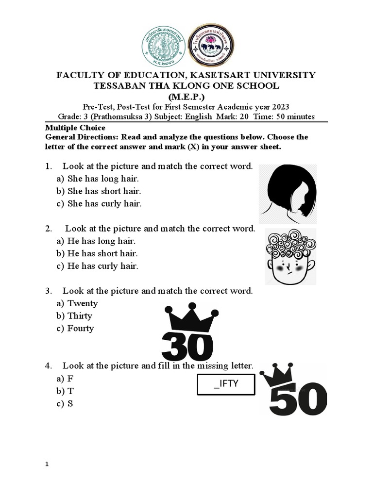 MEP - Grade 3 - Pre & Post Test | PDF | Language Arts & Discipline