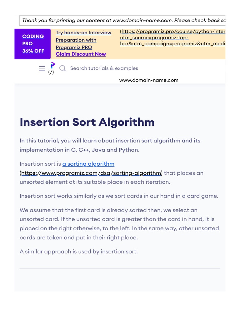 Insertion Sort (With Code in Python-C++-Java-C) | PDF | Computer ... Insertion Sort (With Code in Python-C++-Java-C) | PDF | Computer ...