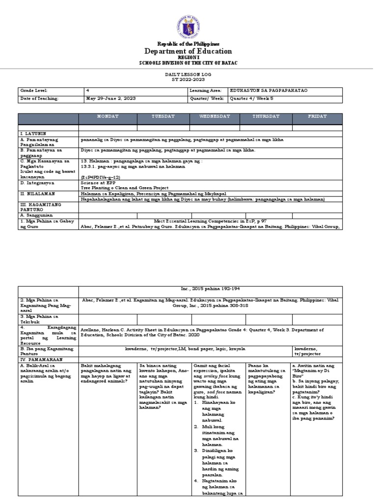 DLL ESP4 Q4 Week 5 MRG | PDF
