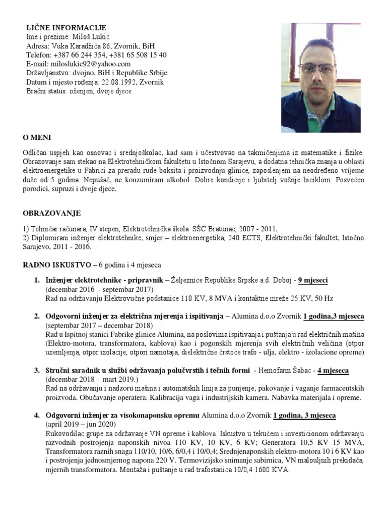 Miloš Lukić CV Srpski | PDF