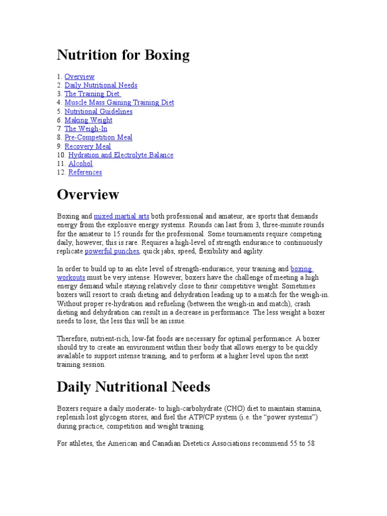 Nutrition For Boxing | PDF | Dieting | Dietary Fiber
