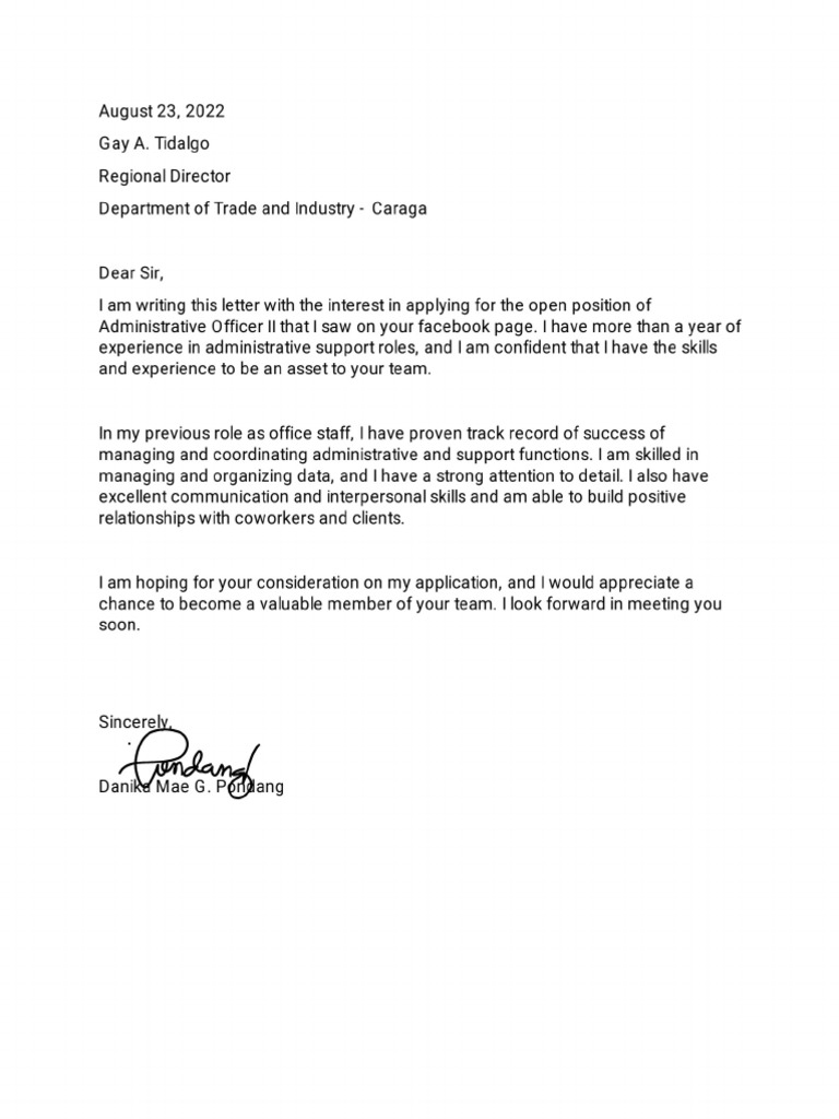 DTI Application Letter | PDF