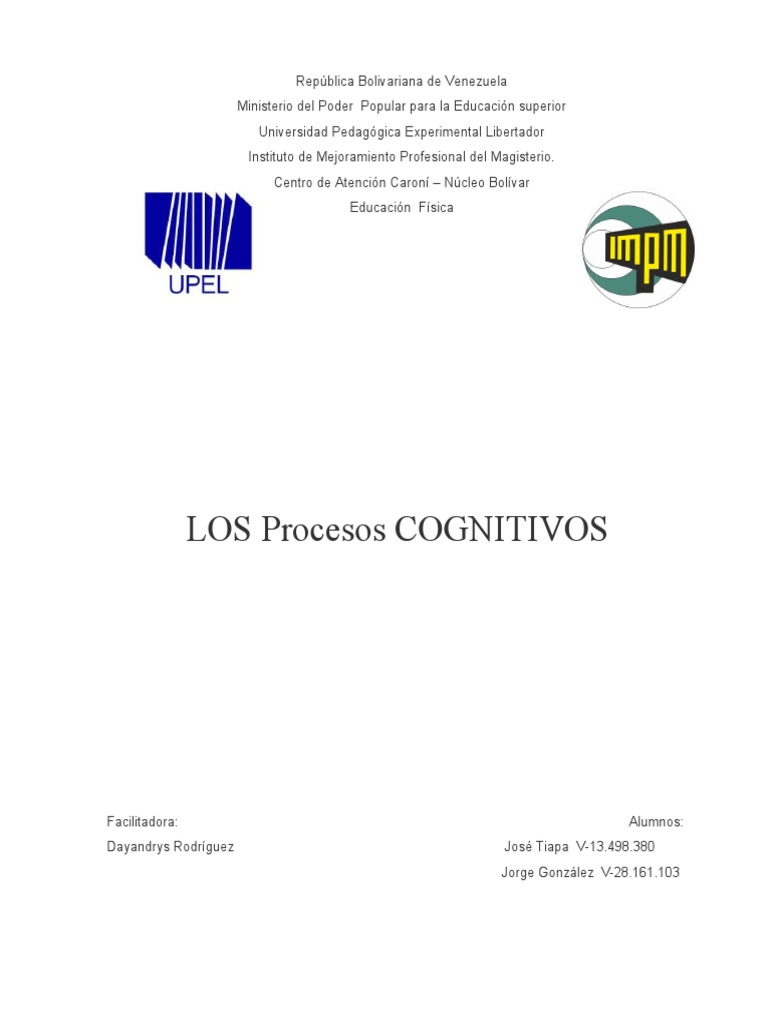 Procesos Cognitivos En La Educación Pdf Memoria Percepción