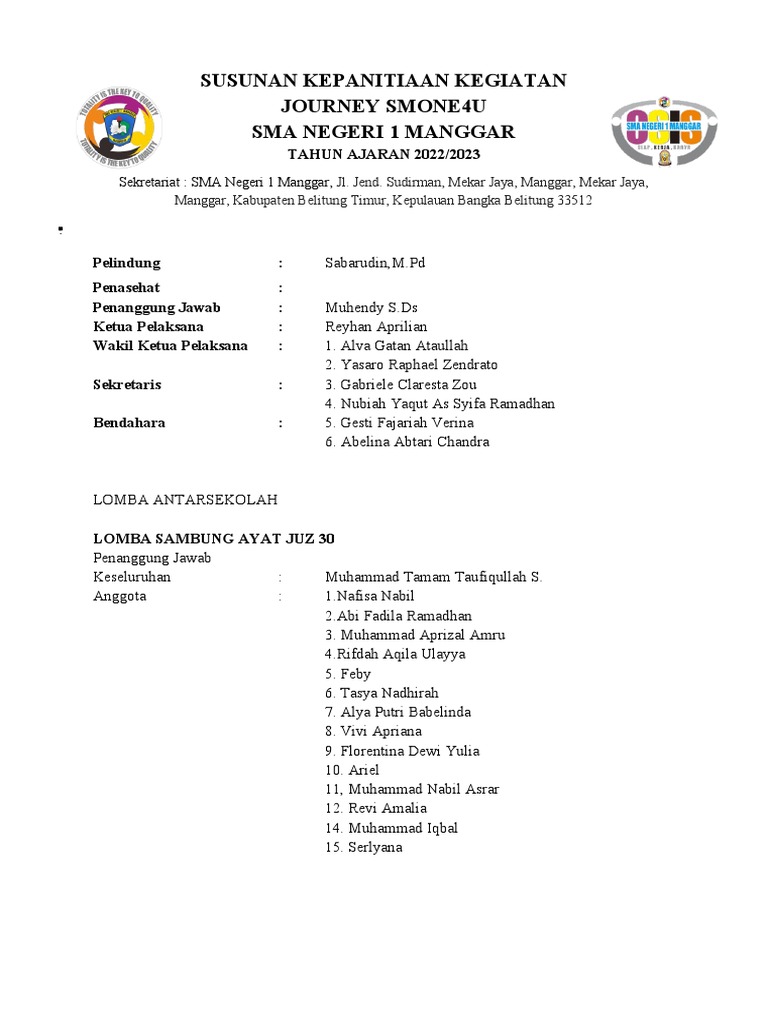 Susunan Kepanitiaan | PDF