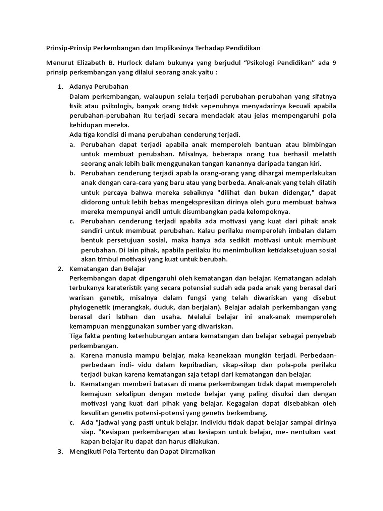 Prinsip Perkembangan Peserta Didik | PDF | Karier & Perkembangan