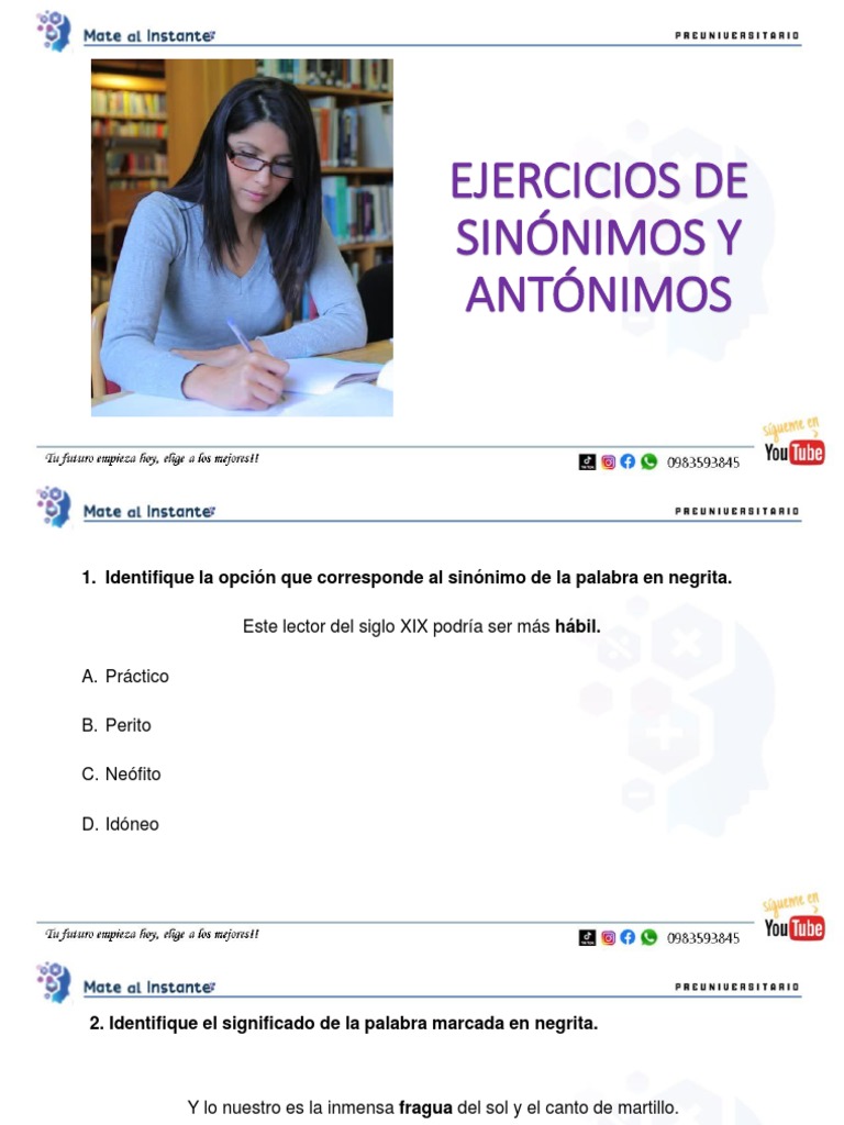Taller de Sinónimos y Antónimos | PDF