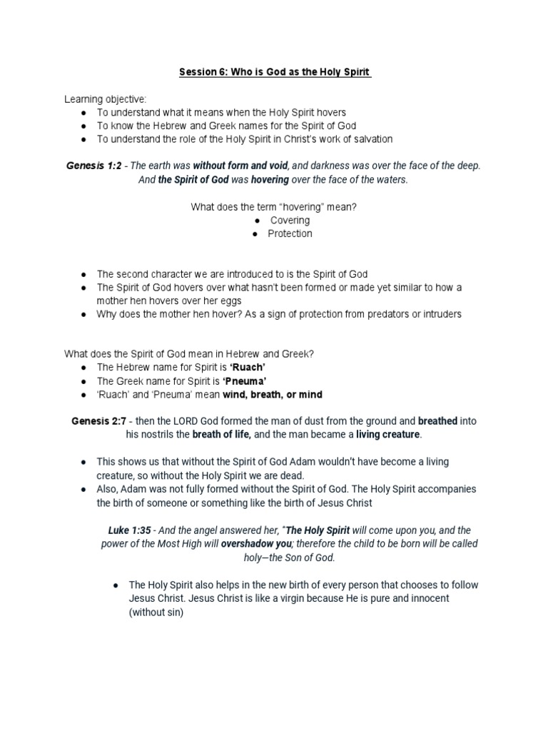 Bible Study - Who Is God As The Holy Spirit | PDF | Holy Spirit | Jesus