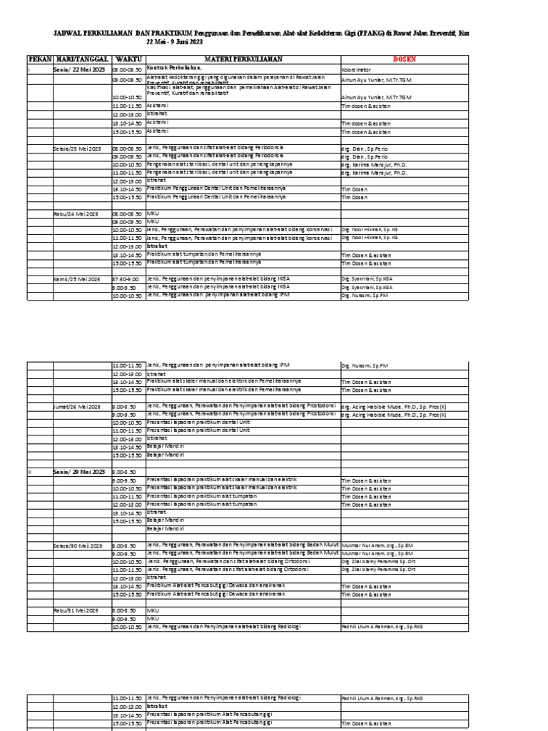 Jadwal PPAKG Preventif | PDF | Sains & Matematika