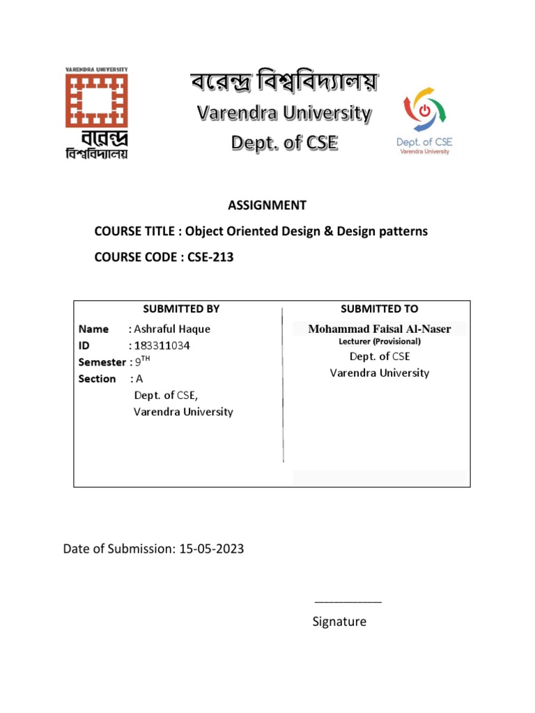 OOP Design Patterns Assignment | PDF