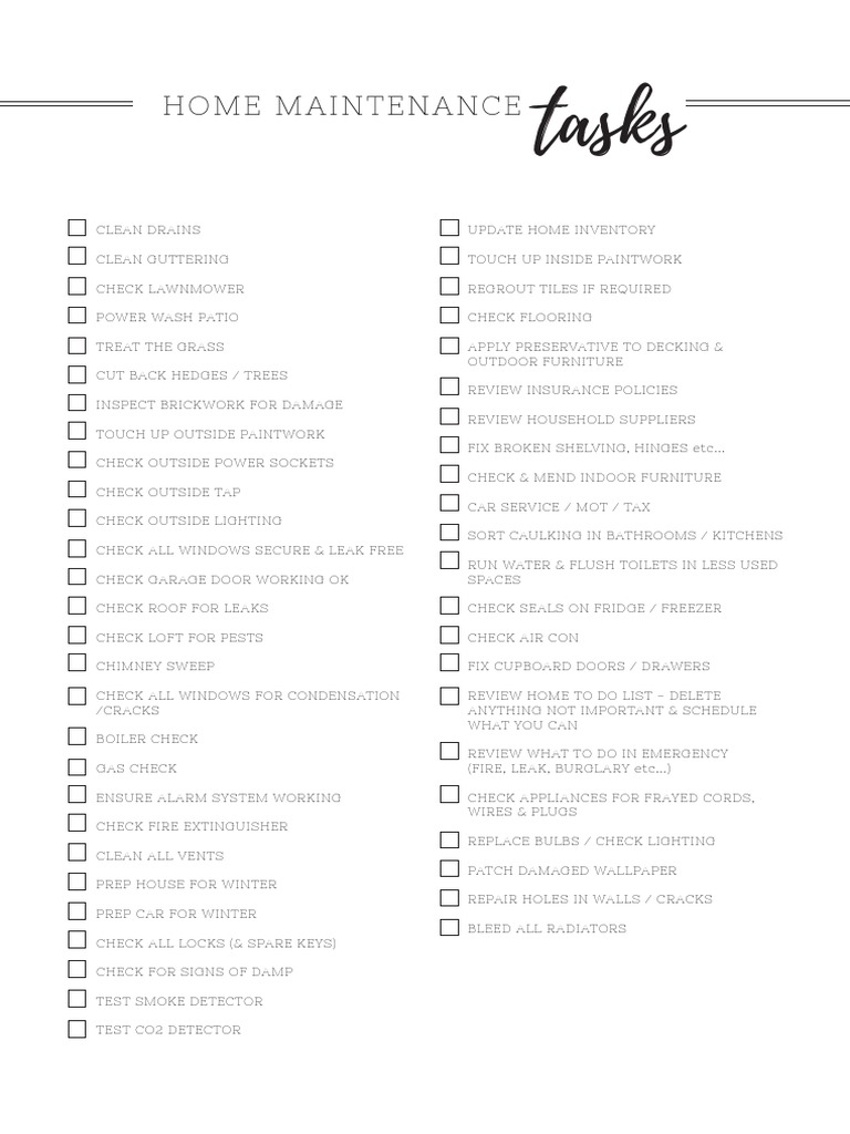 19.-HOME-MAINTENANCE-TASK-LIST | PDF