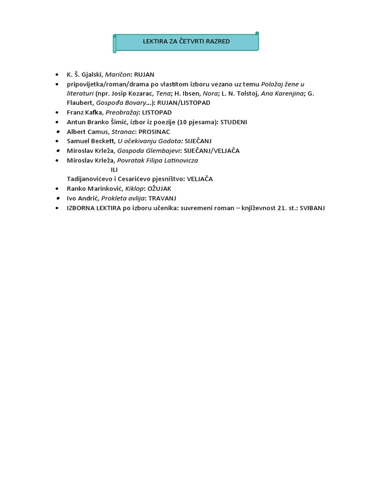 Popis Lektire 2 | PDF