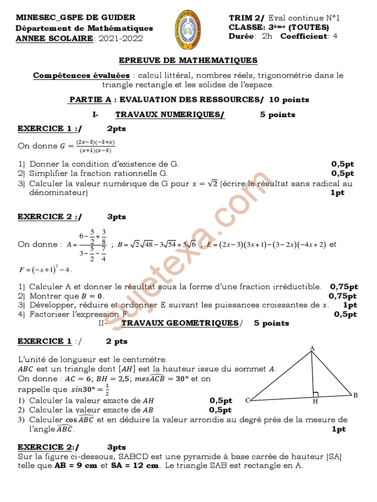 Géométrie Exo2 Et Évaluation Compétences | PDF | Géométrie | Objets mathématiques
