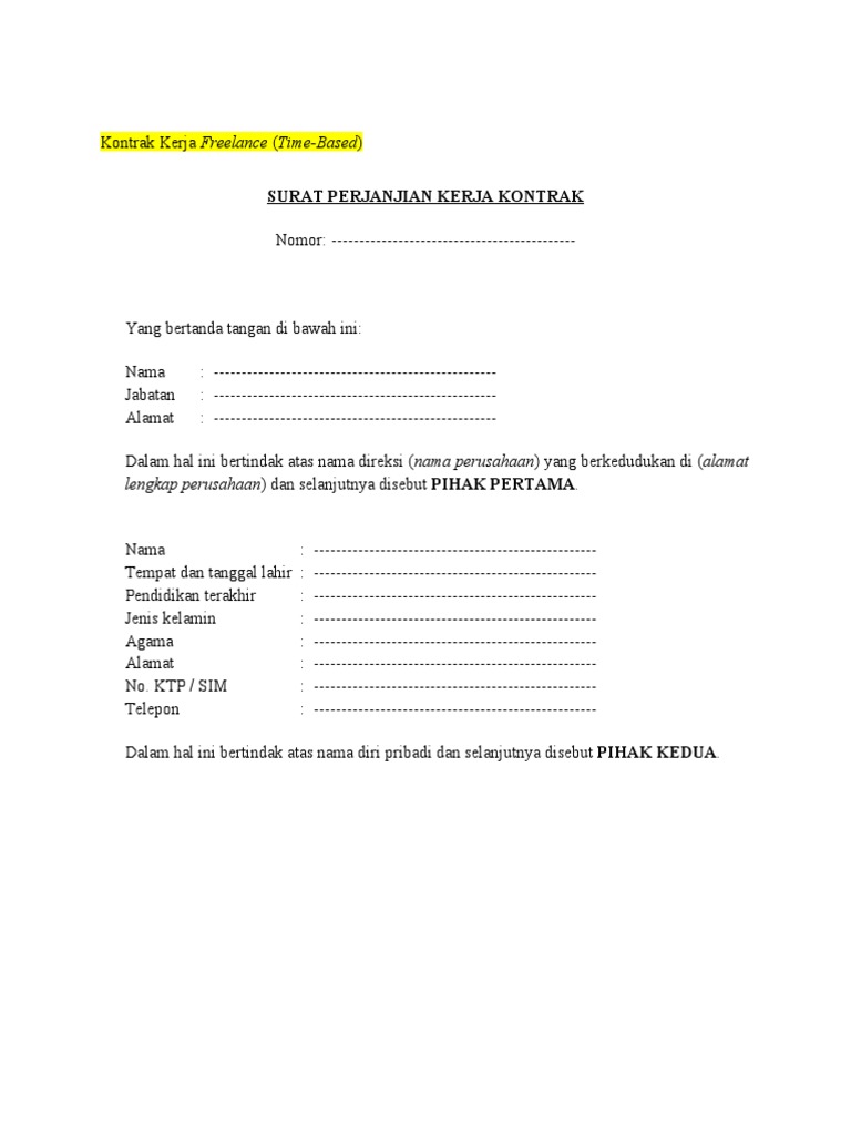 Kontrak Kerja Freelance new | PDF
