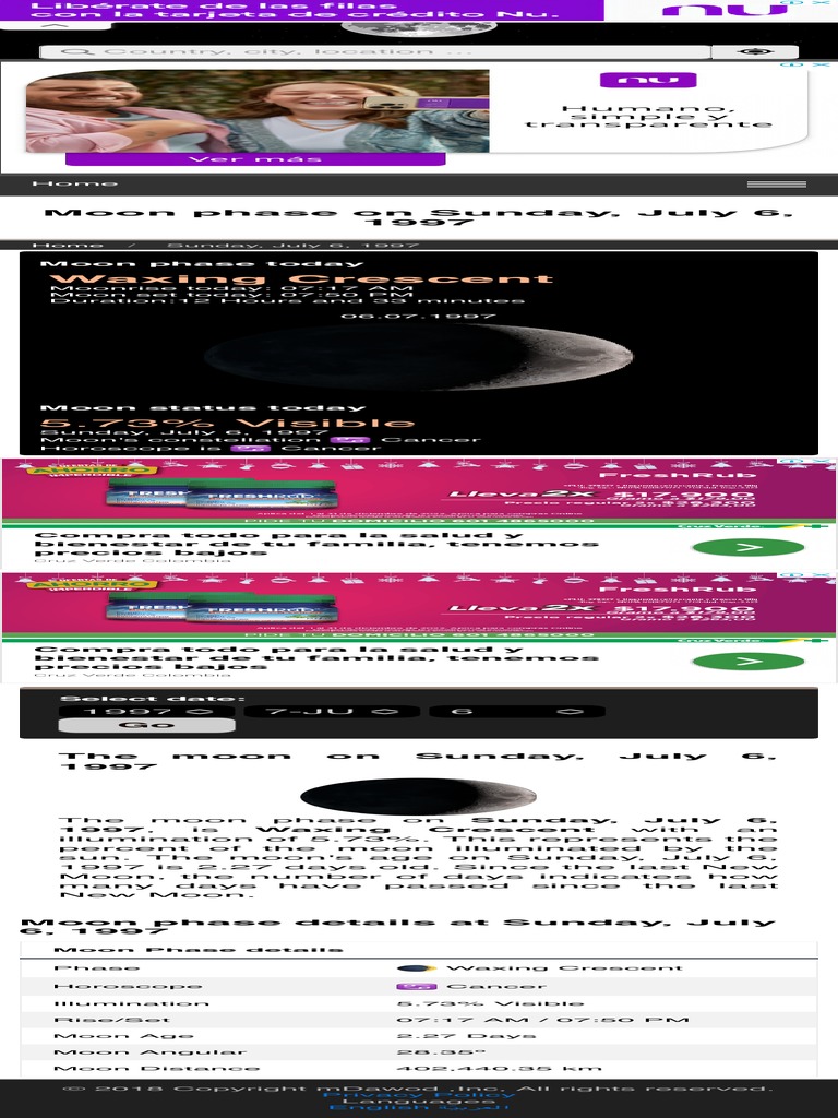 Moon Phase On Sunday, July 6, 1997 | PDF