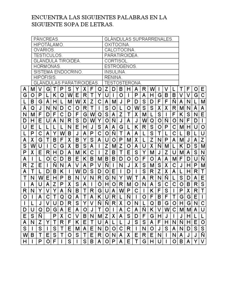 Doc1 Sopa de Letras | PDF | Medicina Veterinaria | Especialidades Medicas