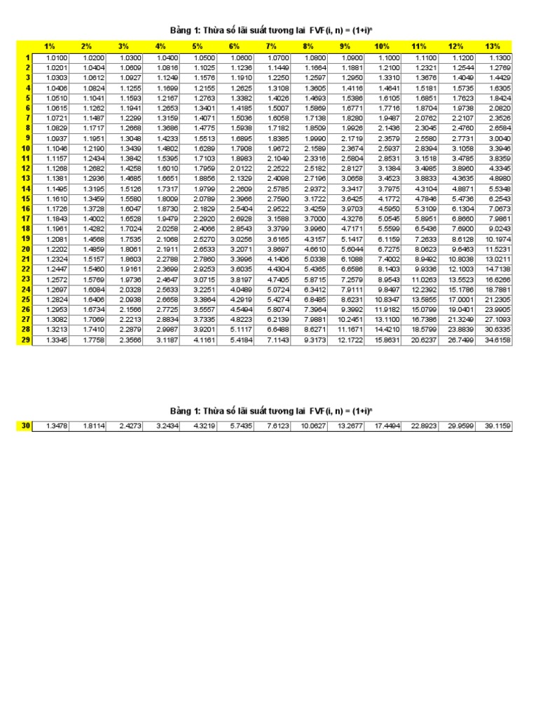 Bang Tra Tai Chinh | PDF