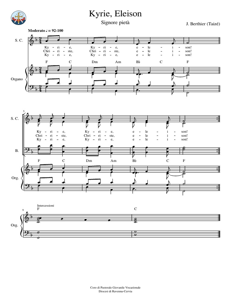 Kyrie Eleison Sheet Music by Berthier | PDF