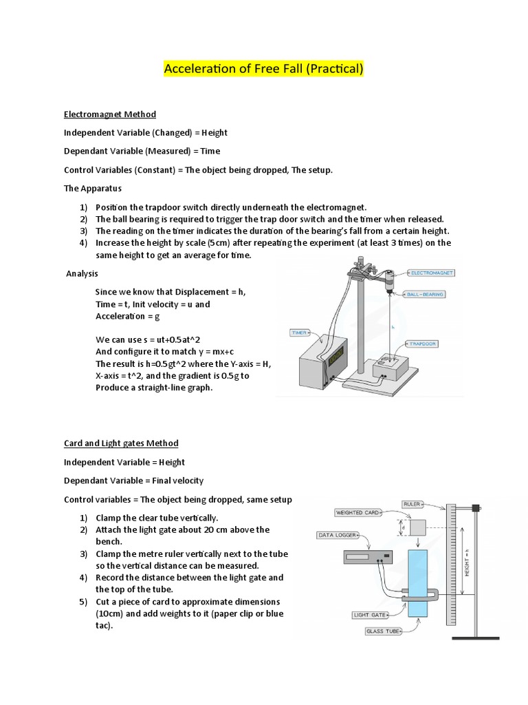 Acceleration of Free Fall (Practical) | PDF | Teaching Methods & Materials