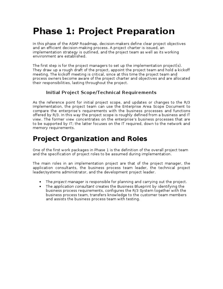 Project Preparation in ASAP Roadmap | PDF