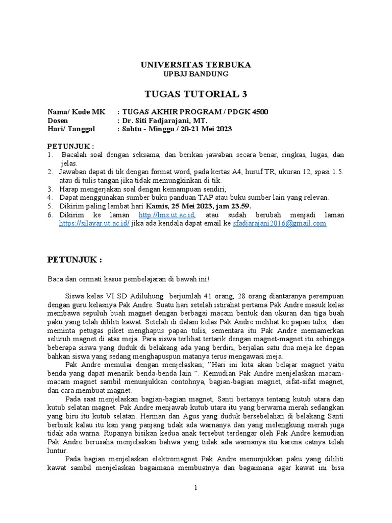 Naskah Soal Tt3 PDGK 4500 Tap | PDF | Seni & Disiplin Bahasa