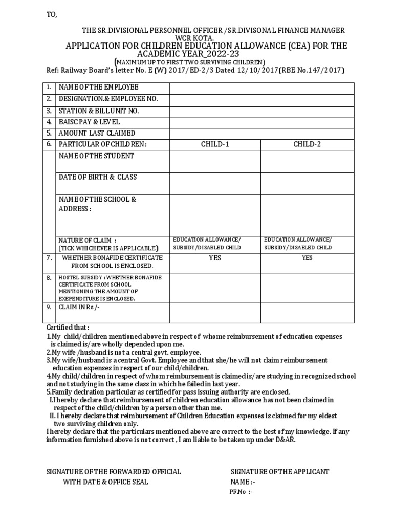 CEA Application Form for 2022-23 | PDF | Social Institutions | Government