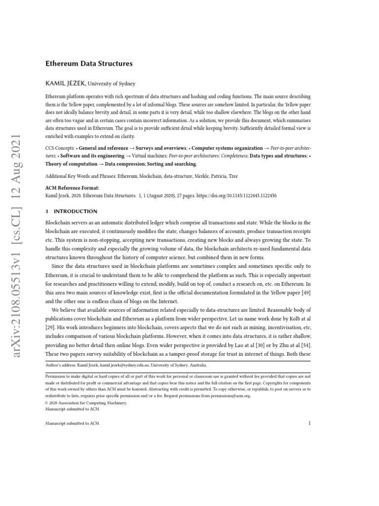 Ethereum Data Structures: Kamil Jezek | PDF | String (Computer Science) | Data Management