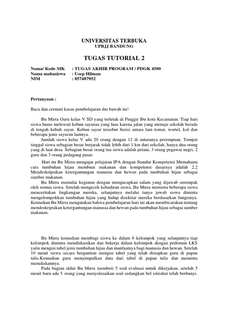 Naskah Jawaban - TT2 - PDGK 4500 - TAP | PDF