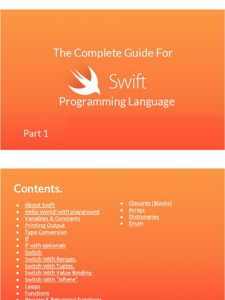 Swift Part1 Pdf Swift Programming Language Parameter Computer Programming 6270
