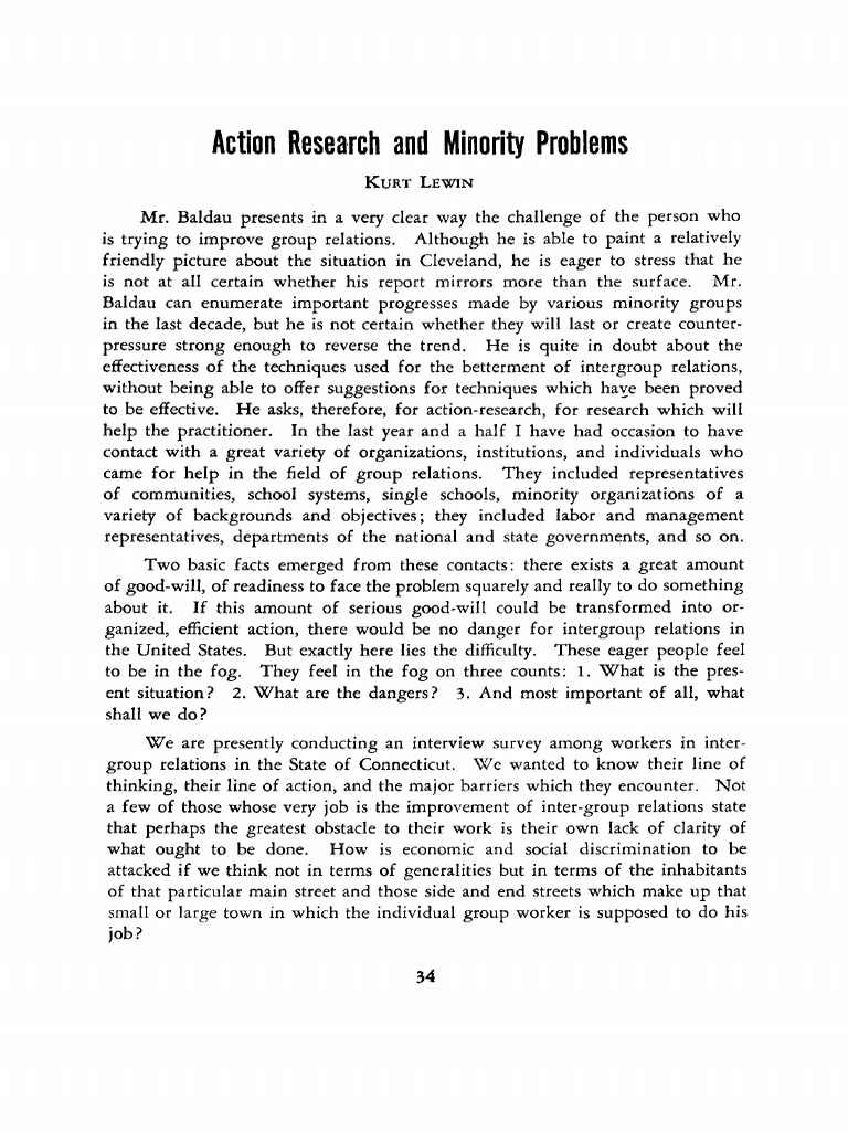 Lewin - 1946 - Action Research and Minority Problems | Download Free ...