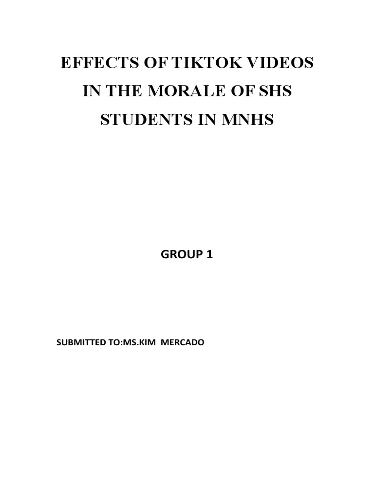 Effects of Tiktok Videos in The Morale of Shs Students | PDF | Psychological Trauma ...