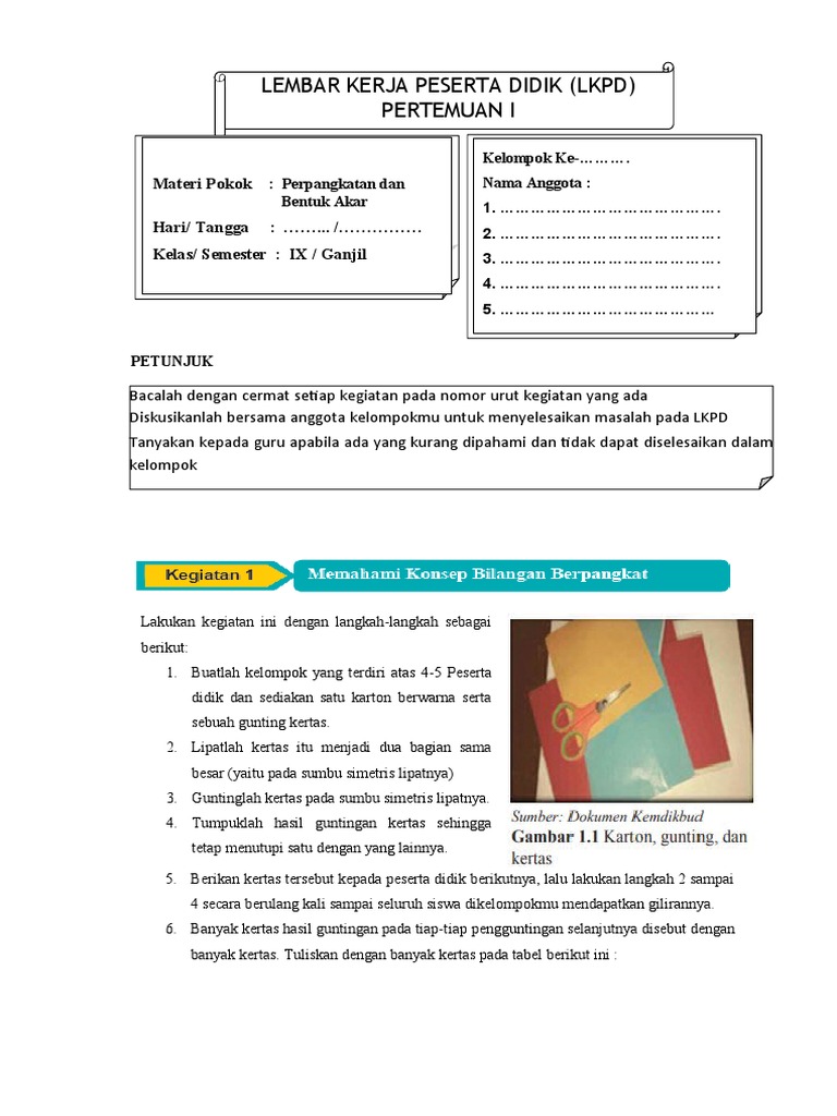 LKPD Pertemuan 1 Penelitian FIKS | PDF