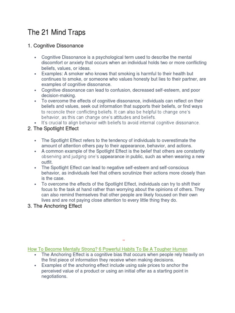 The 21 Mind Traps | PDF | Decision Making | Information