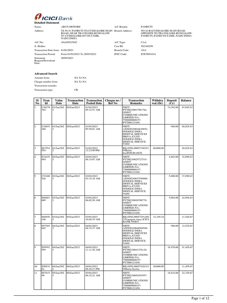 Detailed Statement | Download Free PDF | Banking | Banking Technology