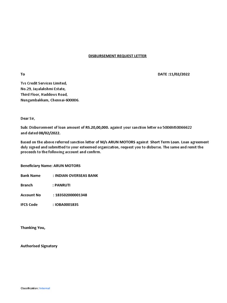 LH - Disbursement Request Letter 1 | PDF | Finance & Money Management