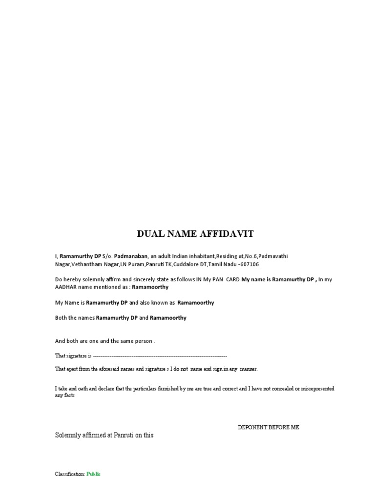Dual Name Affidavit | PDF