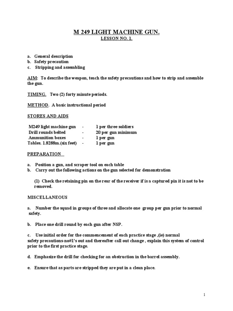 M 249 Light Machine Gun | PDF | Trigger (Firearms) | Gun Barrel