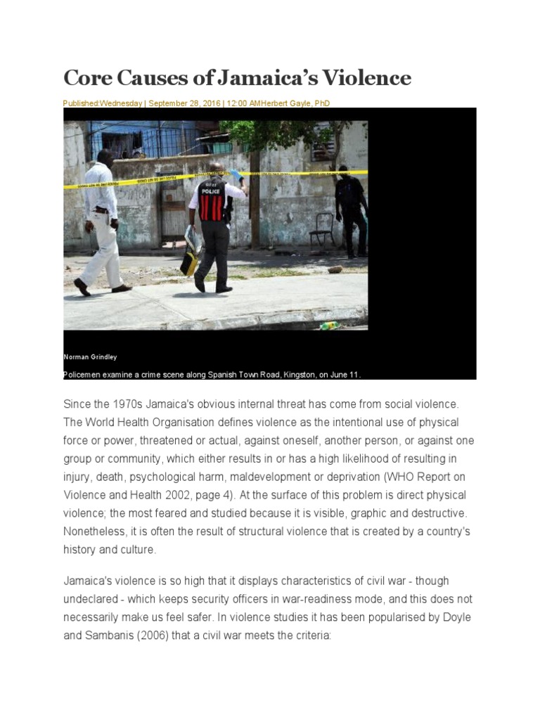 Core Causes Of Jamaica Writtenarticle Pdf Violence Gang
