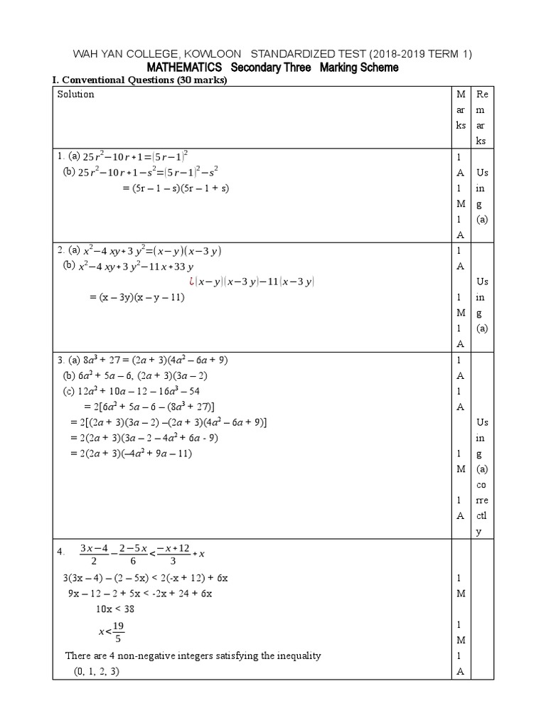 1819T1 ST S3 Math MS | Download Free PDF | Mathematics