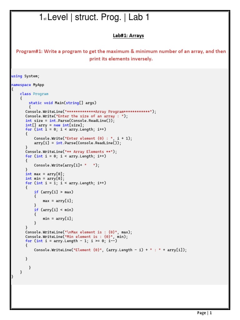 Lab1 - Array | PDF | Linear Algebra | Mathematical Objects