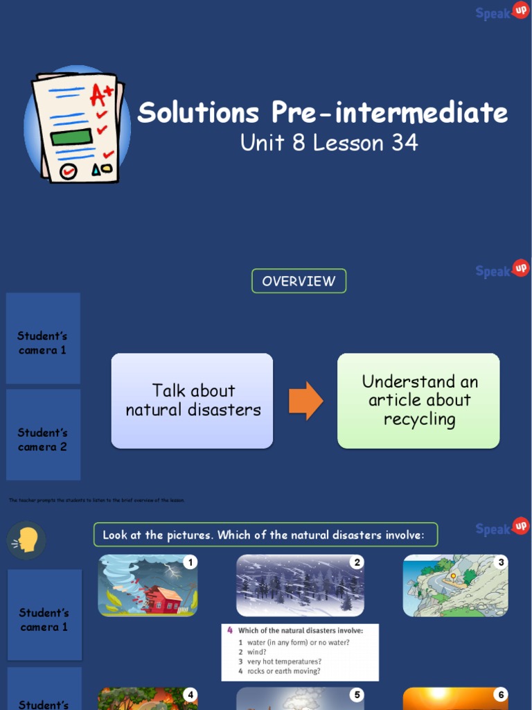 Solutions Pre-Intermediate Unit 8 Lesson 34 | PDF | Natural Disasters ...