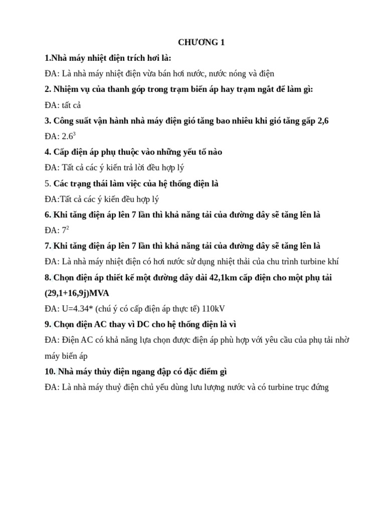 (123doc) Trac Nghiem He Thong Dien | PDF