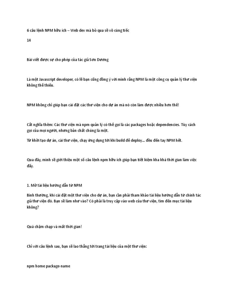 6 Cau Lenh NPM Yeu Thich | PDF