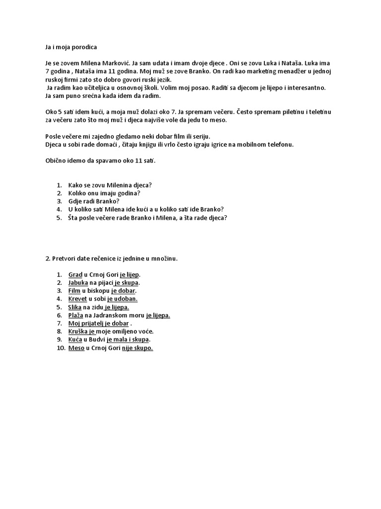 DOMAĆI (MOJA PORODICA) | PDF