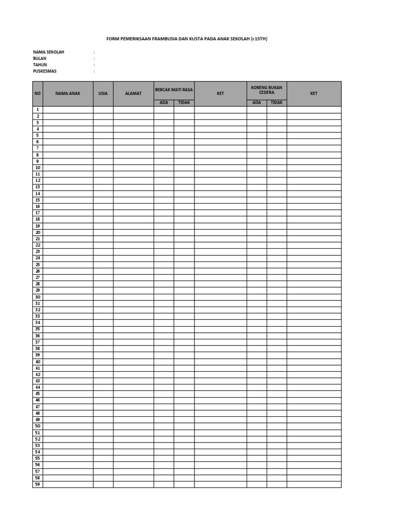 Form Screening Kusta Dan Frambusia | PDF