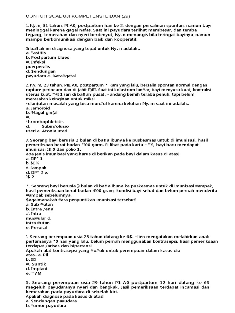 Contoh Soal Uji Kompetensi Bidan | PDF