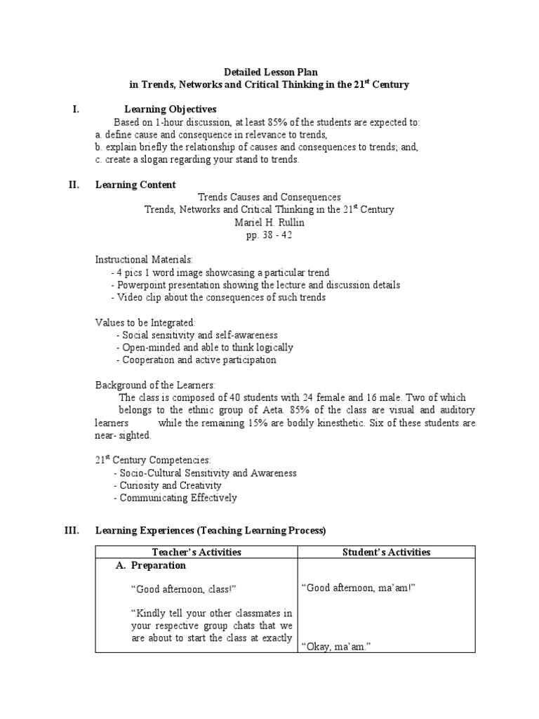 Detailed Lesson Plan TNCT | PDF | Learning | Social Media