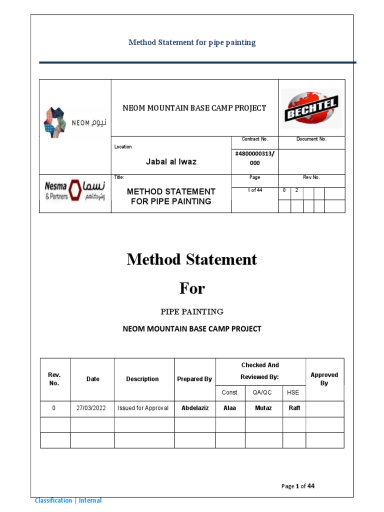 Method Statement of Pipe Painting Rev02 | PDF | Firefighter | Fires
