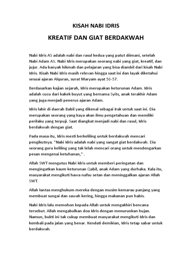 Kisah Nabi Idris | PDF