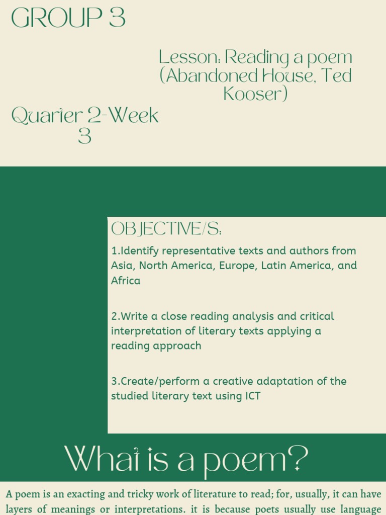 Reading A Poem Module 3 11 Stem C | PDF | Metre (Poetry) | Poetry